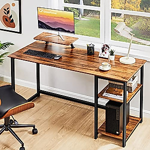 GreenForest 70 in L Shaped Desk with Drawers and Printer Stand and 47 in Computer Home Office Desk with Monitor Stand and Storage Shelves