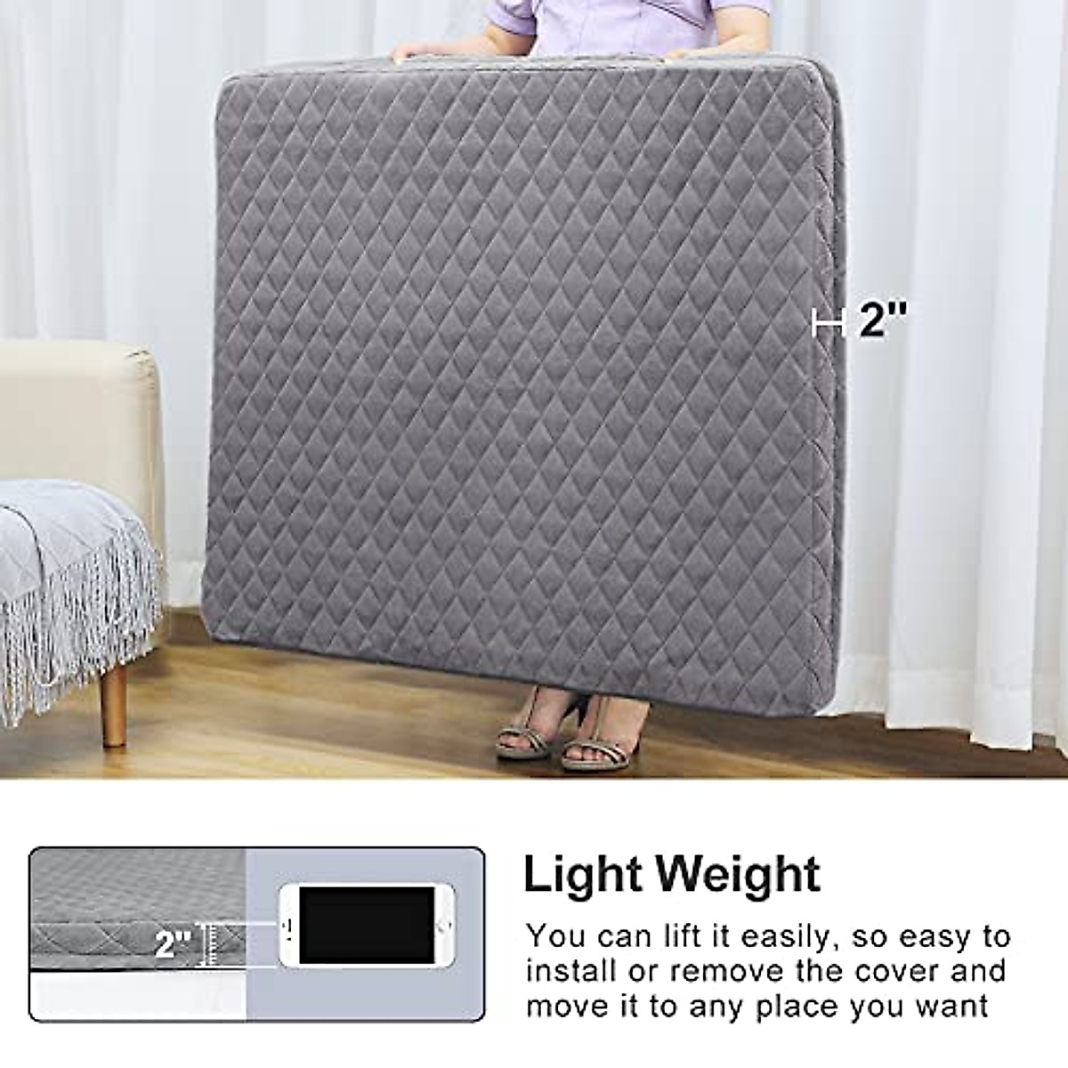 Hero Dog Large Bed for Dogs, 39" Orthopedic Rest with Removable Washable Cover - Soft Flannel Top Pet Beds Anti Slip Bottom (Light Grey, x 33.5" 2")