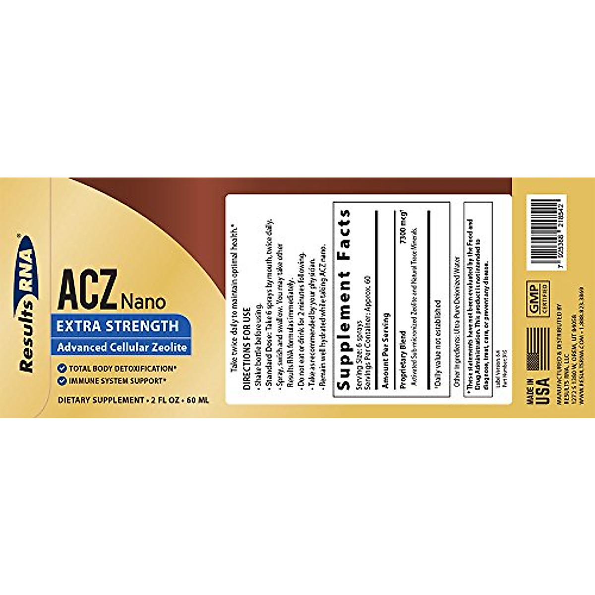 Results RNA ACZ Nano Advanced Cellular Zeolite Extra Strength | Great for Total Body Detoxification and Immune System Health (2 Ounce)