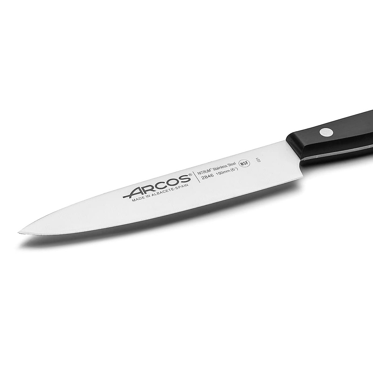 ARCOS Chef Knife 6 Inch Stainless Steel. Cooking Knife to Cut and Peel Small Food. Ergonomic Polyoxymethylene Handle and 150mm Blade. Series Universal. Color Black