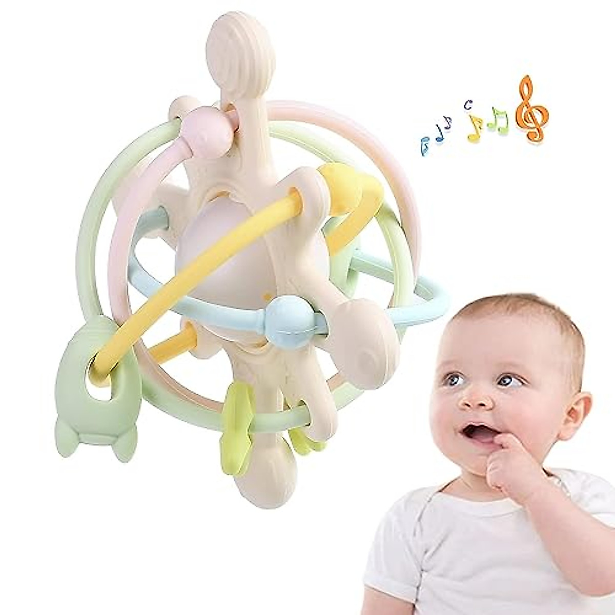Baby Teething Toys, DDMY Manhattan Rattle Baby Toys 0-6 Months Infants, Baby Chew Toys for Sucking Needs, Silicone Sensory Teething Pacifiers for Baby, Baby Teether Toy 6 to 12 Months Baby Gift