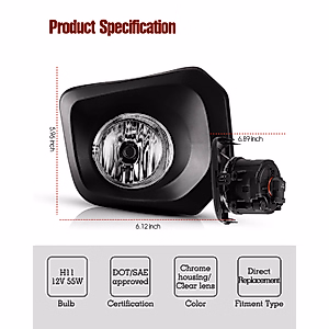 AUTOWIKI Fog Light Assembly For Toyota Tacoma 2016-2023 (Fits SR, SR5 Model Only) OEM Replacement Fog Lamps With Clear Lens 2pcs