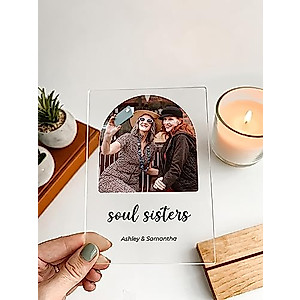 Custom Any Names Words & Picture Personalized Photo Frame Wood Table Desk Stand Display Home Décor Gift For Her Best Friend Better Together Friendship Soul Sisters Best Friends Forever Mate Pal BFF Gift