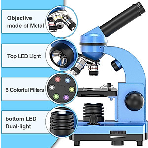 Microscope for Kids Beginners Children Student, 40X- 1000X Compound Microscopes with 52 pcs Educational Kits