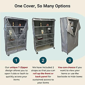 Formosa Covers Premium Clear Front Wire Shelf Cover Grey - Heavy-Duty Storage Solution for Wire Shelving Rack (24”Wx18”Dx72”H) - Waterproof PVC, Water/Dust Resistant Fabric, Multi Zipper