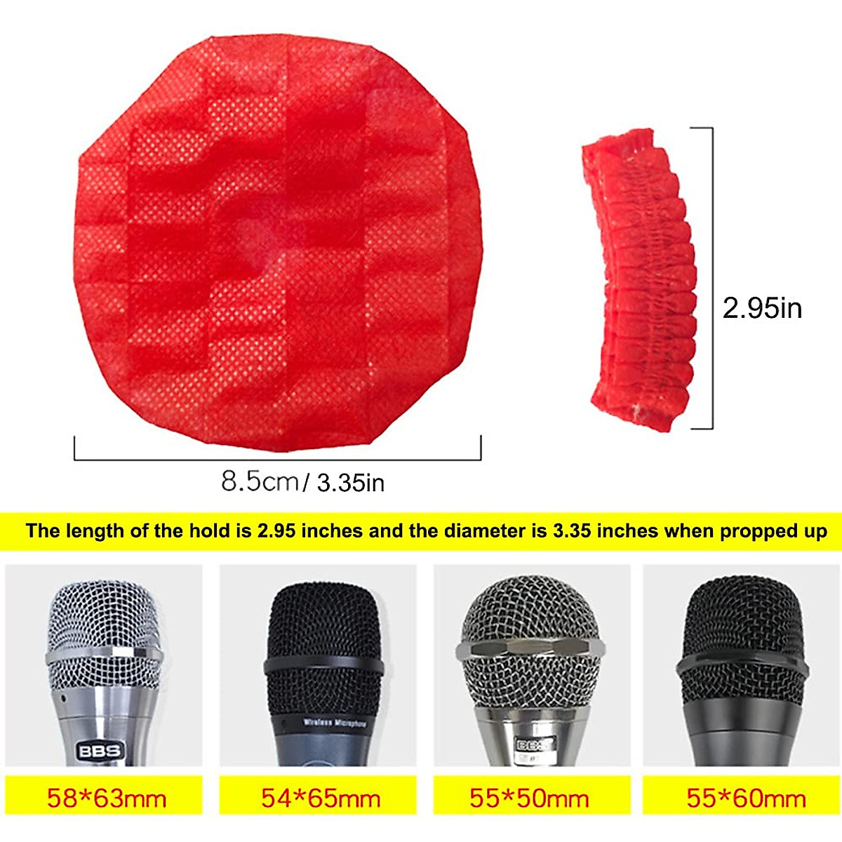 Disposable Microphone Cover, Non-woven Handheld Microphone Windscreen with Elastic Band, Clean and No-odor Mic Covers for KTV, Interview, Recording Studio, Performance, Speech (set-1)