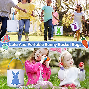 Weewooday 6 Pieces Bunny Easter Basket Bags for Kids Reusable Shopping Bags Bunny Totes Eggs Hunt Bags for Egg Toys Hunts Party Favor, Fresh Style(Fresh Style)