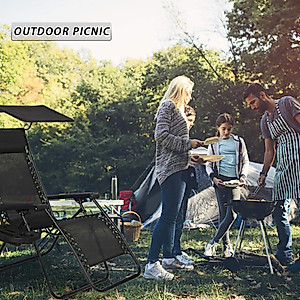 BestMassage Zero Gravity Chair Patio Chairs Lounge Chair 2 Pack Recliner W/Folding Canopy Shade and Cup Holder for Outdoor Funiture (Black)