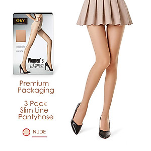 G&Y 3 Pairs Women's Sheer Tights - 20D Control Top Pantyhose with Reinforced Toes(Nude, S)