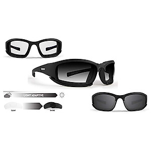 Epoch Hybrid Photochromic Padded Motorcycle Sunglasses Clear to Smoke Lens ANSI Z87.1+
