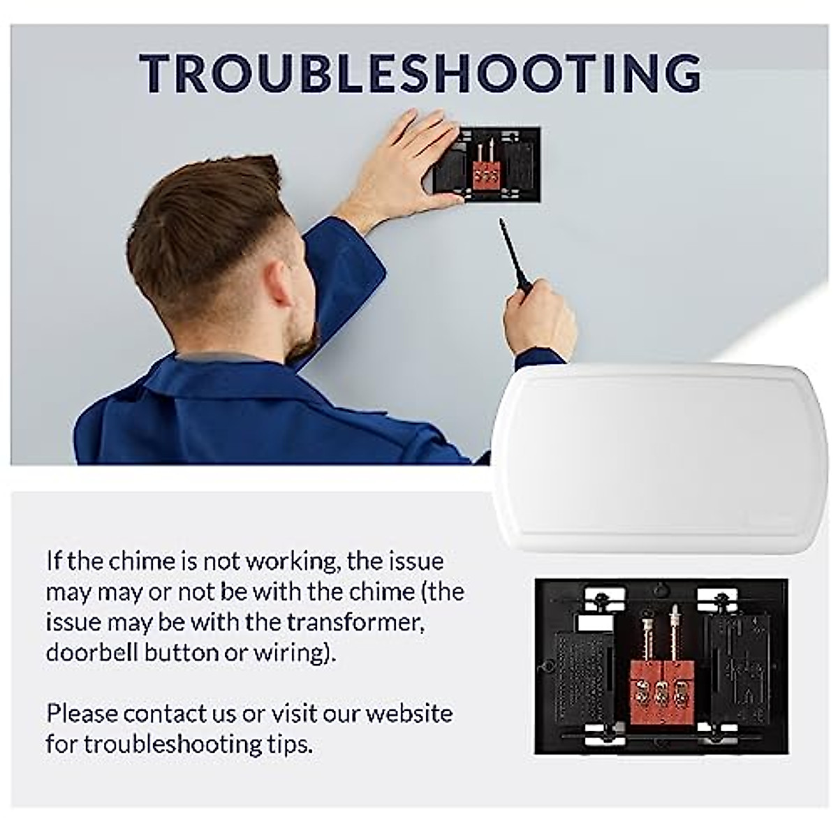 Newhouse Hardware CHM24V White 24-Volt Wired Doorbell Chime | Electrical Door Bell for Homes | Hard-Wired Door Chimes with Front Door Ding-Dong and Rear Tone | Home Improvement Electrical Equipment