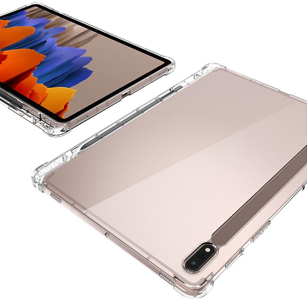 Diamond Case for Samsung Galaxy Tab S8+/ S7+/ S7 FE 12.4", Slim Fit Hard Tablet Case with Non-Slip TPU Bumper for Galaxy Tab S8+ 2022 Released with Pen Holder
