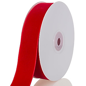 ATRBB Red Velvet Ribbon - 1 Inch Width, 10 Yards Per Roll - Classic Elegant Flocked Ribbon for Gift Wrapping, Crafts, and Decorations