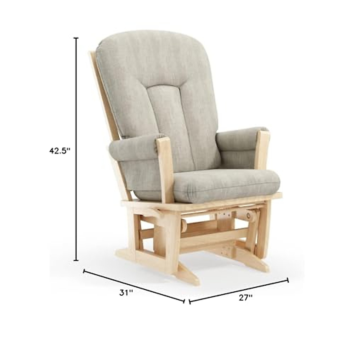Dutailier Rose 2850 Wooden Glider Multiposition-Lock Recline, Natural/Popular Grey