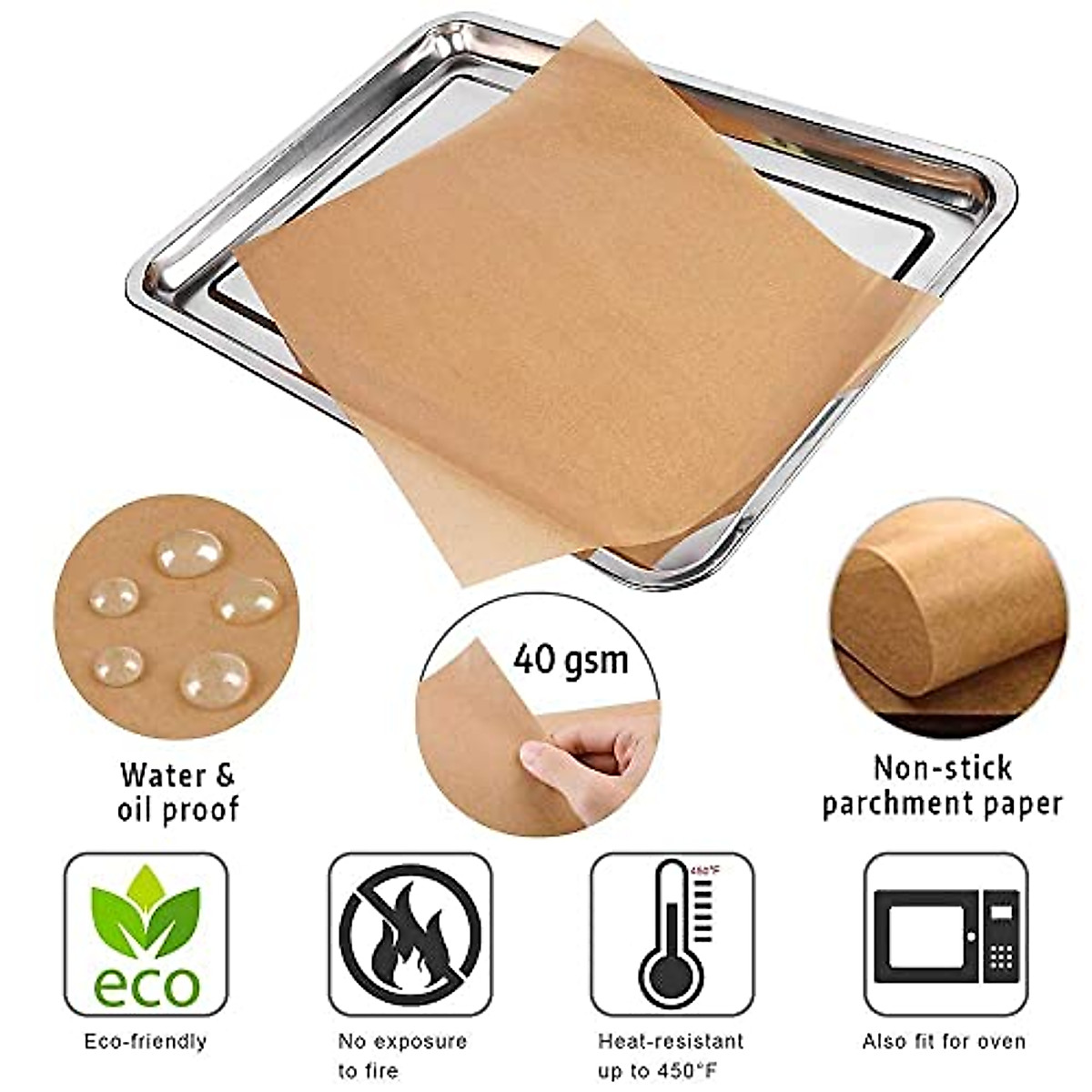 Comfylife 120 x Parchment Paper Sheets - No Curl, No Tear, No Burn Baking Paper (16 x 12 inch) – Precut Parchment Paper For Baking – No Chemical Unbleached Parchment Paper – Cookie Paper Baking Sheets