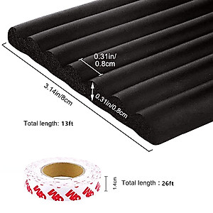 Baby Proofing Table Corner Edge Protectors Cushion 13ft- Thickened Child Safety Furniture Bumper & Table Protectors. Pre-Taped Corners(W Black)