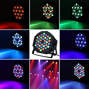 LUNSY Dj Lights, 2 Pack 36 LED Par Lights Stage Lights with Sound Activated Remote Control & DMX Control, Stage Lighting Uplights for Wedding Club Music Show Christmas Holiday Party Lighting