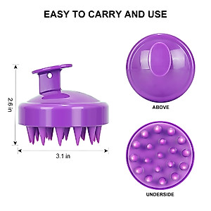 SetSail Hair Scalp Massager Shampoo Brush, Soft Silicone Hair Scalp Scrubber with Ergonomic Handle, Dry and Wet Hair Scalp Brush for Hair Growth, Dandruff Removal, Relax, Blood Circulation, Purple