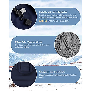 Beotyshow Heated Jackets for Men Heated Winter Coats Hoodie Outdoor Lightweight Tactical Jackets for Men and Women