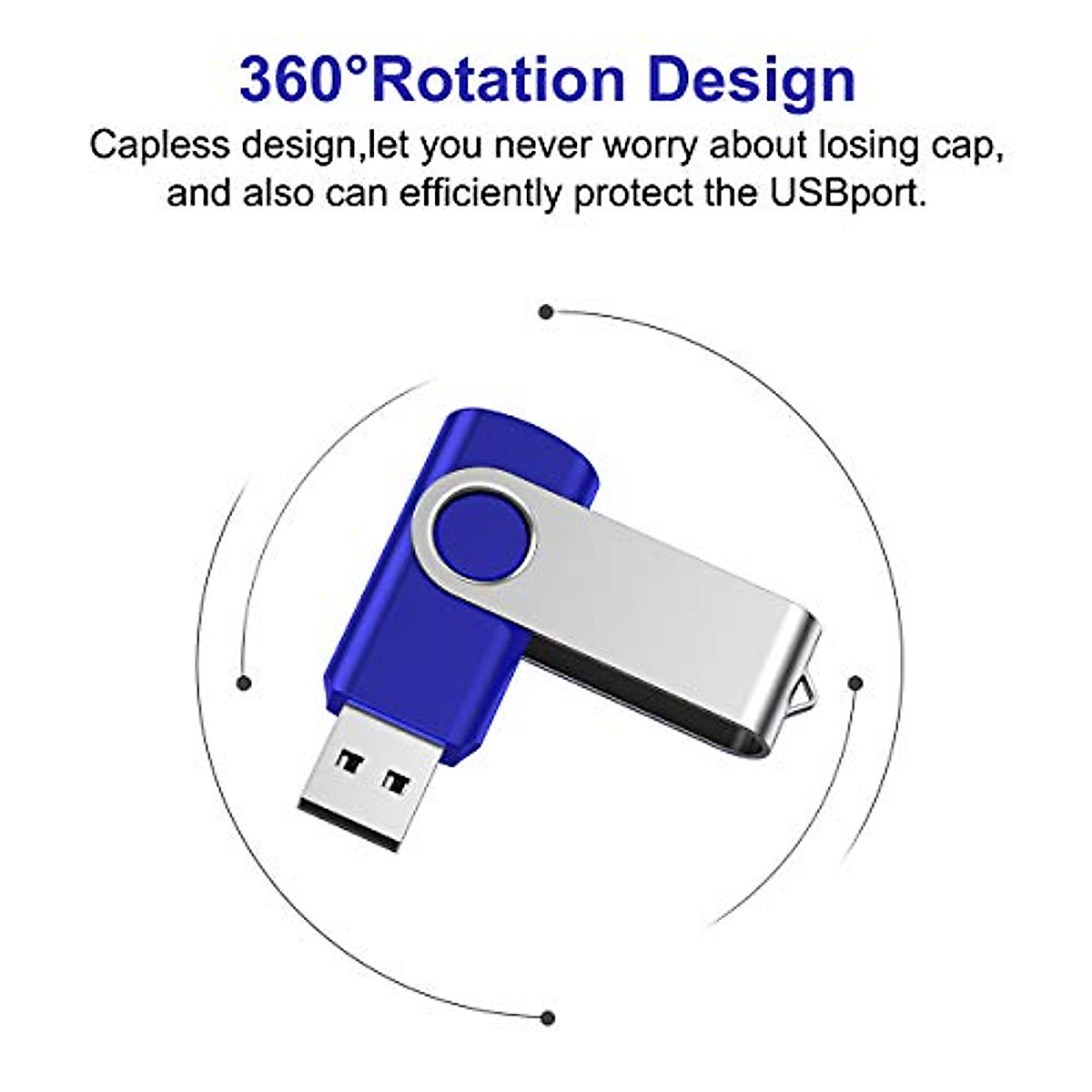 64GB Flash Drive, JEVDES 3 Pack Swivel Data Storage USB Flash Drive USB 2.0 Flash Drive Thumb Drives with LED Indicator, Jump Drive Zip Drive Memory Sticks (3 Mixed Color with Lanyards)