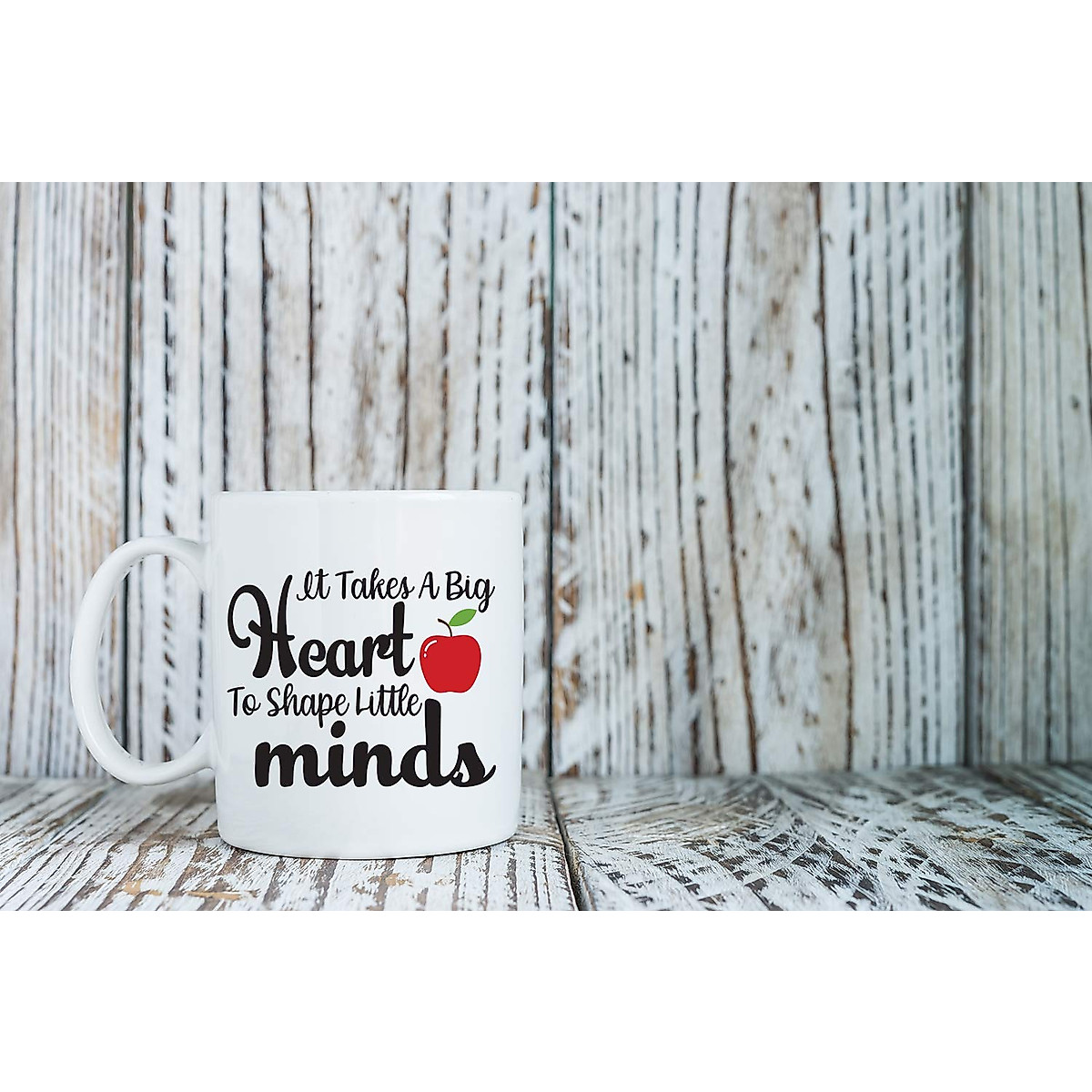 AW Fashions It Takes a Big Heart to Shape Little Minds 11oz Inspirational And Motivational Gifts for Women Teachers, Kindergarten, Pre-K, Elementary Birthday, Retirement, Appreciation Coffee Mug