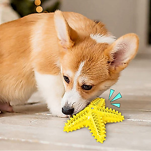 Woleigiao Dog Toys for Aggressive chewers Puppy chew Toys for Teething Squeaky Dog Toys Water Floating Chew Toy for Toothbrush Puppies and Small Dogs (Yellow)