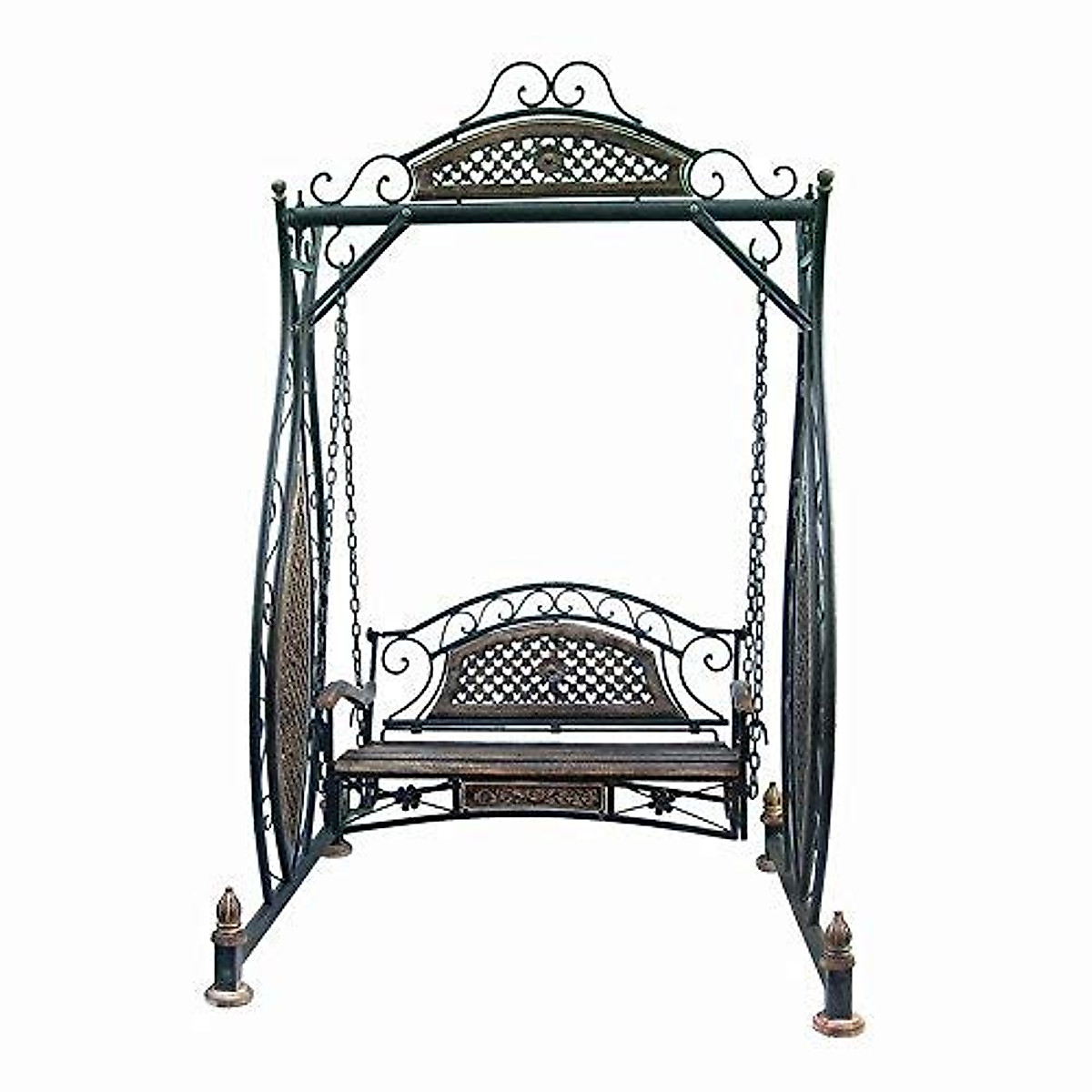 S K Modern Art Standard Size Wooden & Wrought Iron Fold-able Garden Swing,Jhula, Cradle