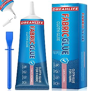 90 ML Fabric Glue, Fabric Glue for Clothing Permanent Washable, Fabric Glue Permanent for All Fabric, Cotton, Flannel, Linen, Denim, Leather, Polyester, Doll Repair, Patches