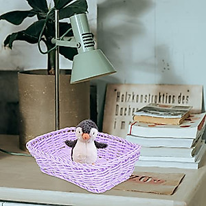 Cabilock Wicker Bin Countertop Storage Basket: Purple Storage Basket Organizer Makeup Sundries Display Bin Kids Toy Ornament Organizer Photography Prop
