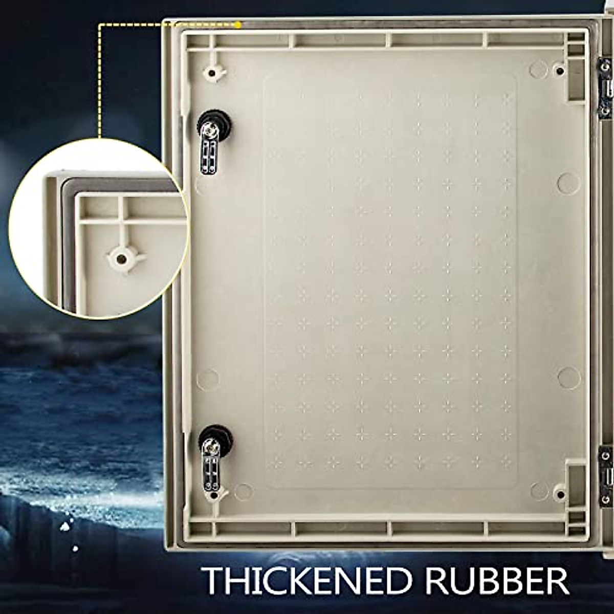 VEVOR Fiberglass Enclosure 19.7 x 15.7 x7.9" Electrical Enclosure Box NEMA 3X Electronic Equipment Enclosure Box IP65 Weatherproof Wall-Mounted Electrical Enclosure with Hinges & Quarter-Turn Latches