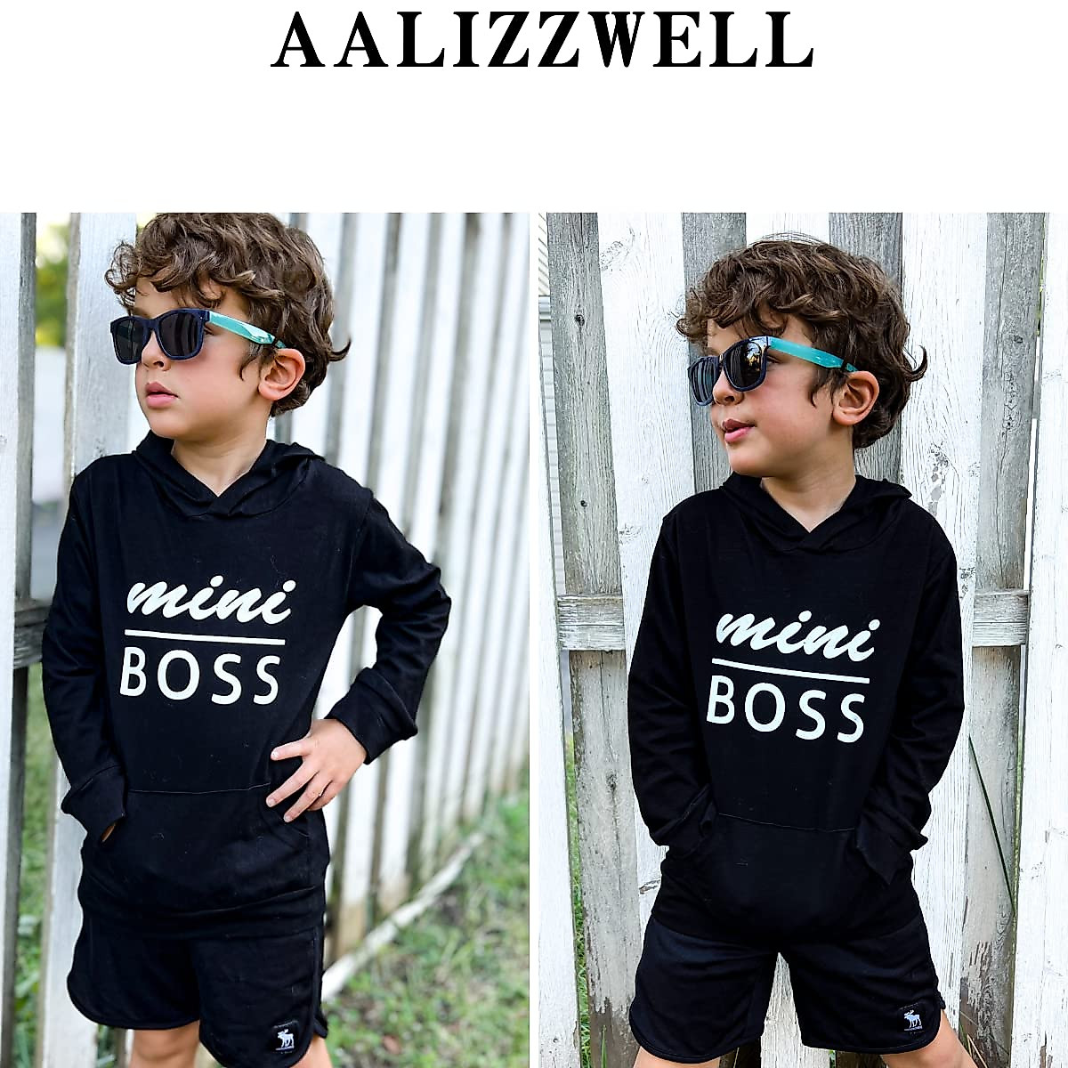 Aalizzwell Toddler Baby Long Sleeve Hooded Sweatshirt Pocket Pullover Hoodies for Boys Girls (Black-1, 3T)