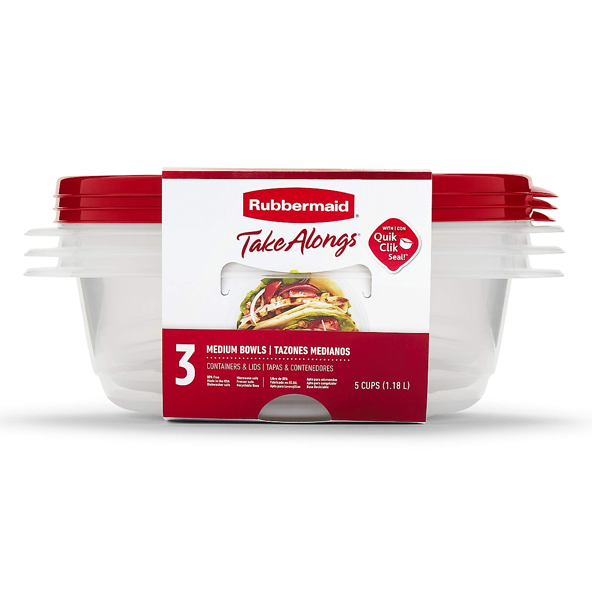 Rubbermaid TakeAlongs Food Storage Container, 5 Cup, 3 Count