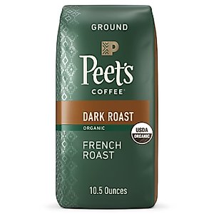 Peet's Coffee, USDA Organic Dark Roast Ground Coffee - French Roast 10.5 Ounce Bag