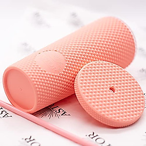 Astor | Matte Studded Cup | Studded Tumbler with Lid and Straw | Venti 24 oz Cold Cups (Pink)