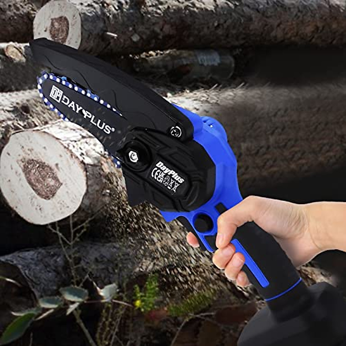 Mini Chainsaw 4-Inch with Battery, Cordless power chain saws with Security Lock, Handheld Chainsaw for Garden Lawn Wood Cutting Tree Trimming