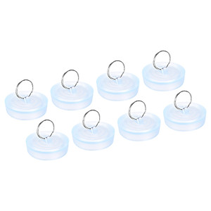 uxcell Rubber Sink Plug, 8pcs Clear Drain Stopper Fit 2" to 2-1/16" Drain with Hanging Ring for Bathtub Kitchen and Bathroom