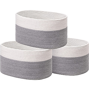 UBBCARE Storage Baskets for Shelves, 15x10x9'' Larger Woven Basket for Storage&Organizing, Cotton Rope Basket Cube Storage Organizer&Shelf Basket, Toy Organizer Storage Basket, Off White/Grey