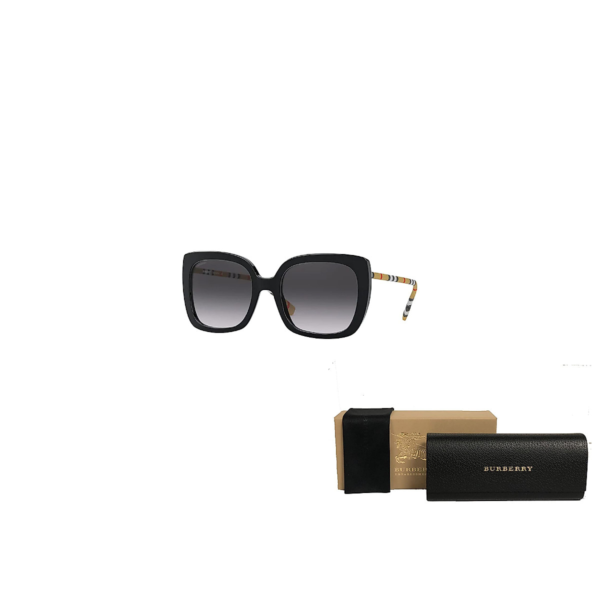 BURBERRY BE4323 38538g 54MM Black/Grey Gradient Square Sunglasses for Women+ BUNDLE with Designer iWear Eyewear Kit