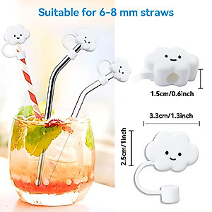 8PCS Cloud Shape Straw Covers Cap, Silicone Straw Plug, Straw Tips Cover Straw Covers Cap, Cute Silicone Cloud Straw Covers, Silicone Straw Lid for 6-8 mm Straws