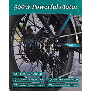 Gotrax R2 20" Folding Electric Bike with 55 Miles (Pedal-assist1) by 48V Battery, 20Mph Power by 500W, LCD Display and 5 Pedal-Assist Levels, 7-Speed & Front Shock Absorber for Off-Road Bicycle White