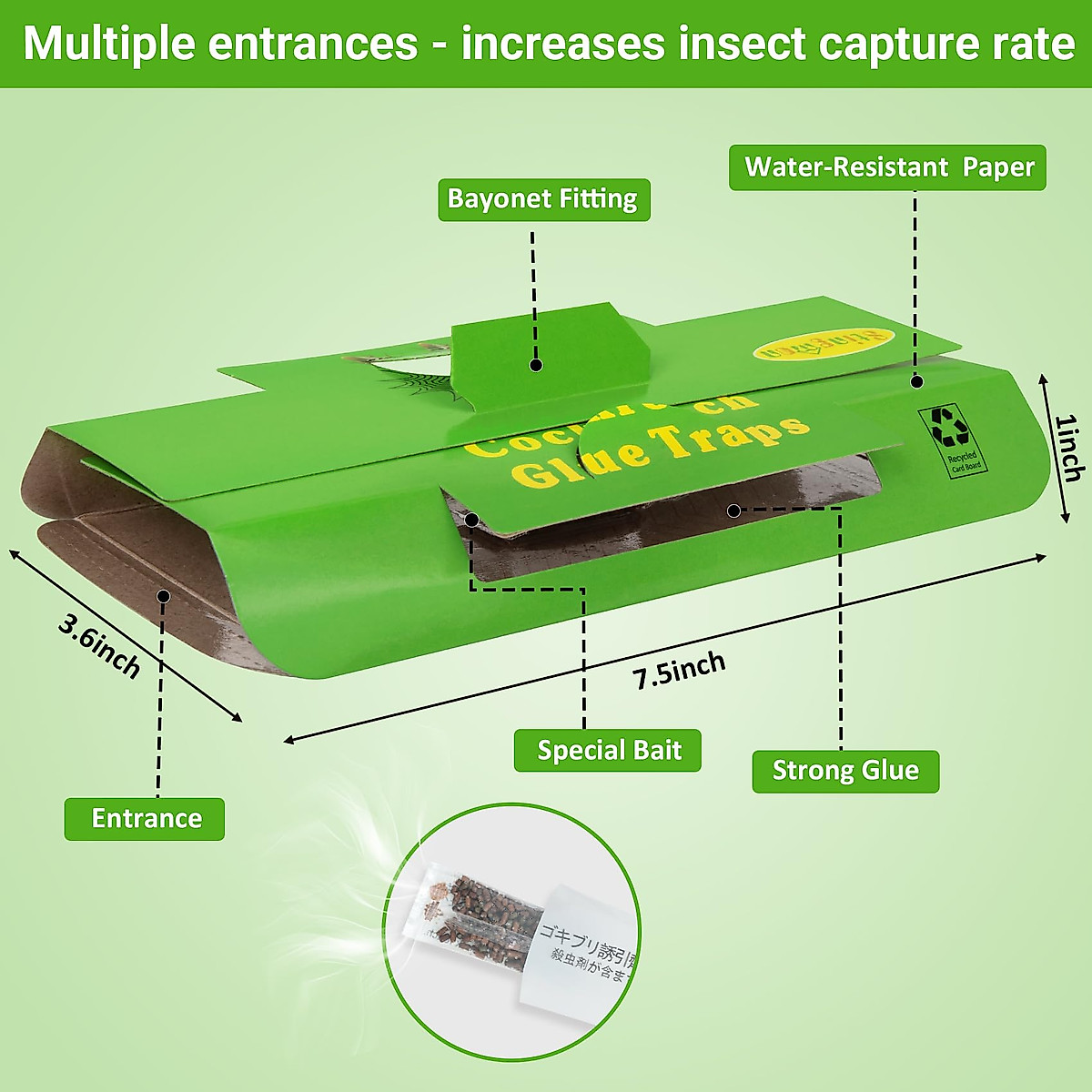 18 Pack Roach Traps Indoor Roach Killer Indoor Infestation, Cockroach Killer Indoor Home Cockroach Trap Sticky Traps for Insects