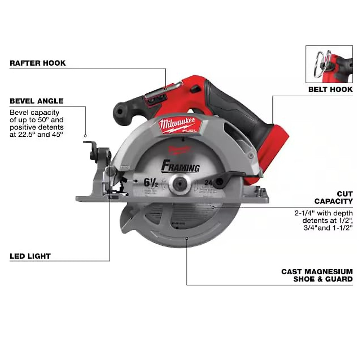 MILWAUKEE - M18 FUEL 18V Lithium-Ion Brushless Cordless 6-1/2 in. Circular Saw - 2833-20