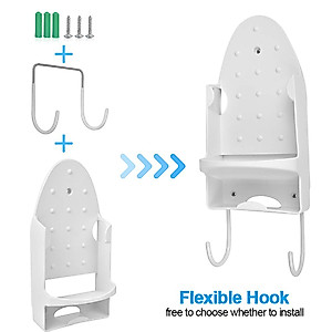 Ironing Board Hanger Wall Mount Iron Hanger Ironing Board Rack Electric Iron Holder Household Bathroom Shelf - for Max 5 inch Width