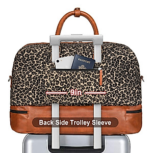 Weekender Bags for Women, Large Overnight Bag Canvas Travel Duffel Bag Carry On Tote with Shoe Compartment 21" 3Pcs Set