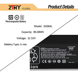 ZTHY SU06XL Battery Replacement for HP Spectre X360 15-DF 15T-DF 15-DF0XXX 15-DF1XXX 15T-DF100 15-DF0013DX 15-df1033dx 15-DF0033DX 15-DF1043DX 15-DF0043DX 15-DF0070NR L29048-271 L29184-005 SU06084XL