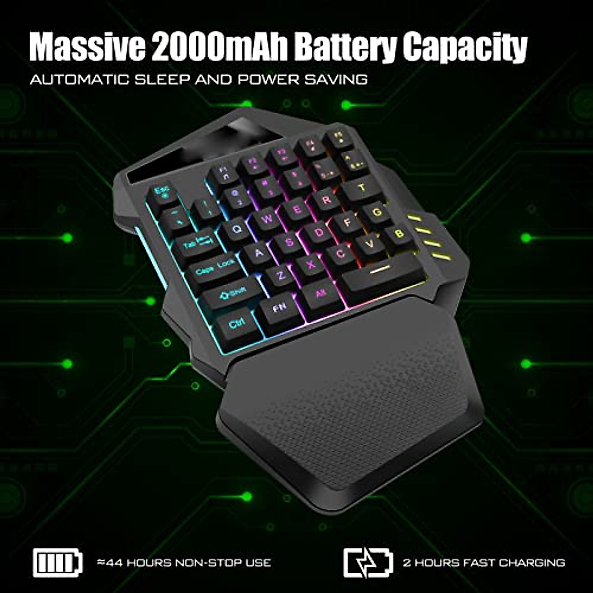 One Handed Gaming Keyboard, RGB Backlit 35 Keys Portable Mini Gaming Keypad with 2.4G Receiver Plug and Play Mechanical Gaming Keyboard for PC Gamer