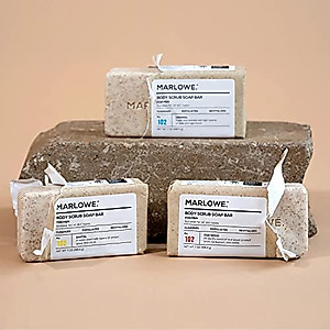 MARLOWE. No. 102 Men's Body Scrub Soap 7oz (Variety Trio) | Best Exfoliating Bar for Men | Made w/Natural Ingredients | Green Tea Extract | Features 3 Amazing Scents