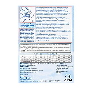 Original Child EarPlanes by Cirrus Healthcare Ear Plugs Airplane Travel Ear Protection 1 Pair, Size-Small