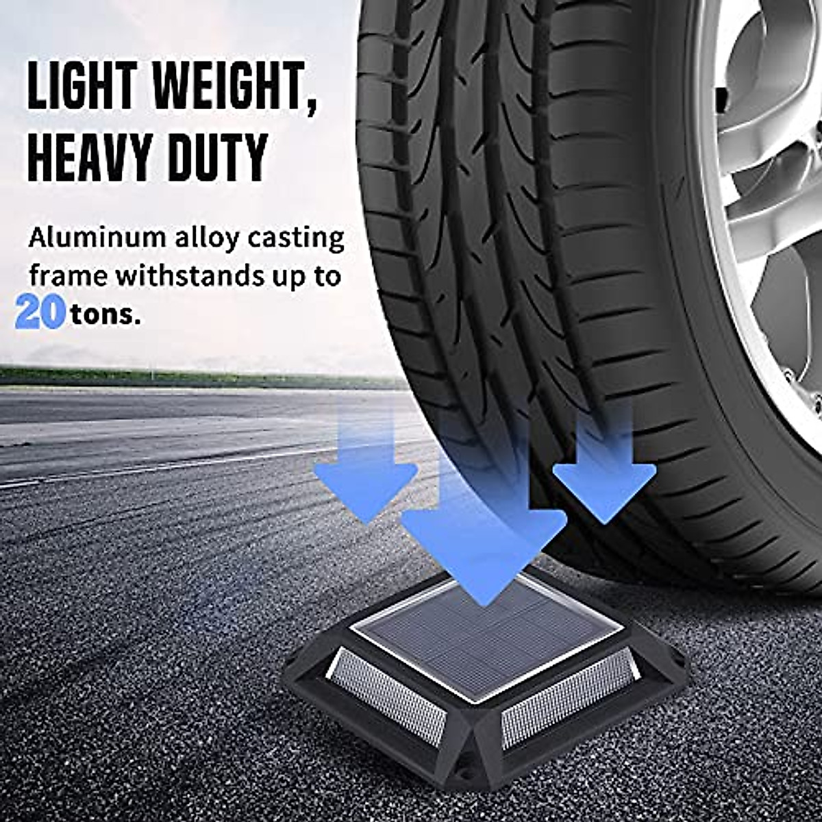 YOELVN Solar Driveway Lights Waterproof 8-Pack Super Bright 12 LED Auto Dusk to Dawn Solar Powered Lights for Driveway Walkway Patio Garden Backyard Outdoor Lighting (Warm White)