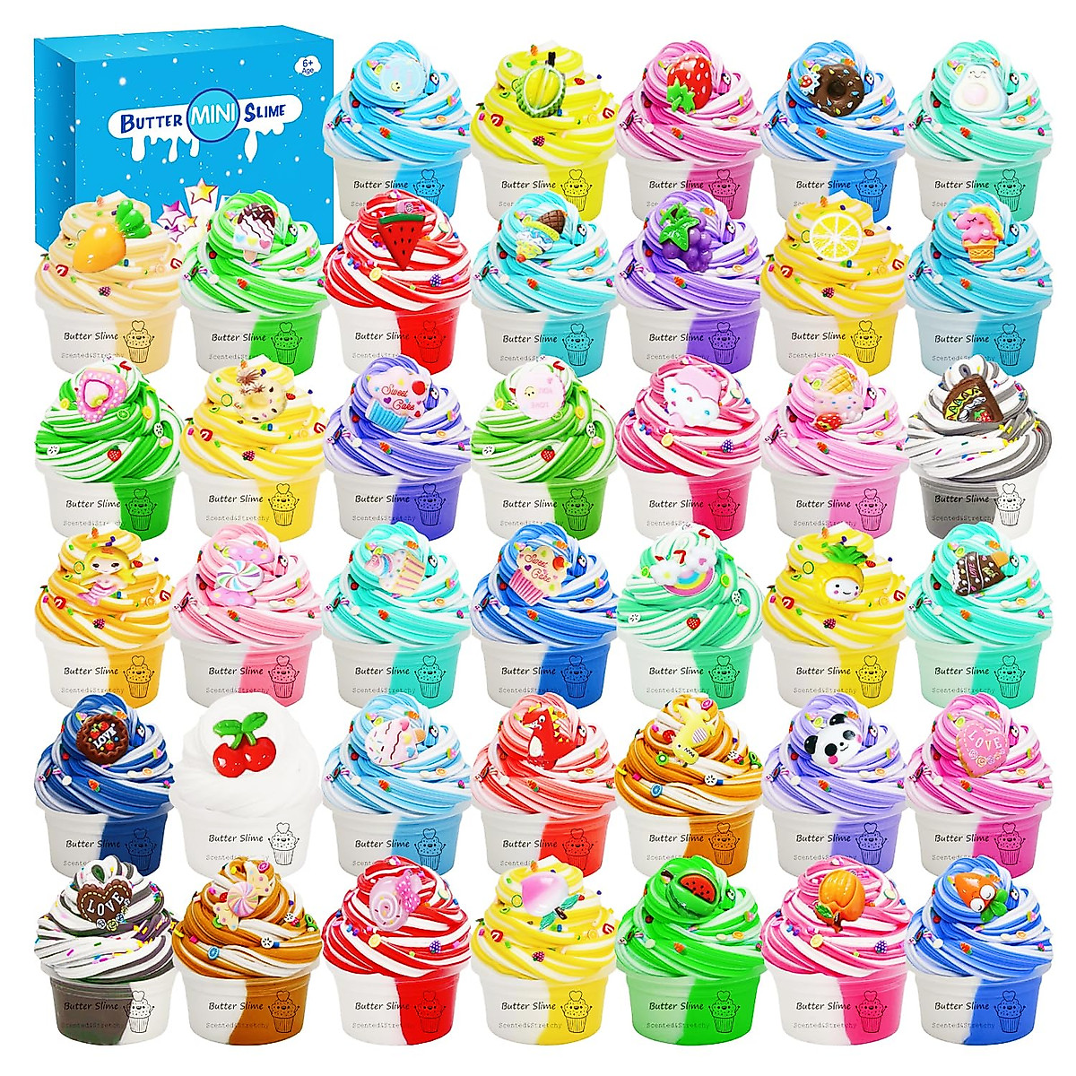 40 Pack Butter Slime kit,Educational Scented Sludge Toys,Party Favor Supplies,Super Soft,Non-Sticky, Very Suitable Birthday Gifts for Boys and Gir,Easter Filling Stuffers.